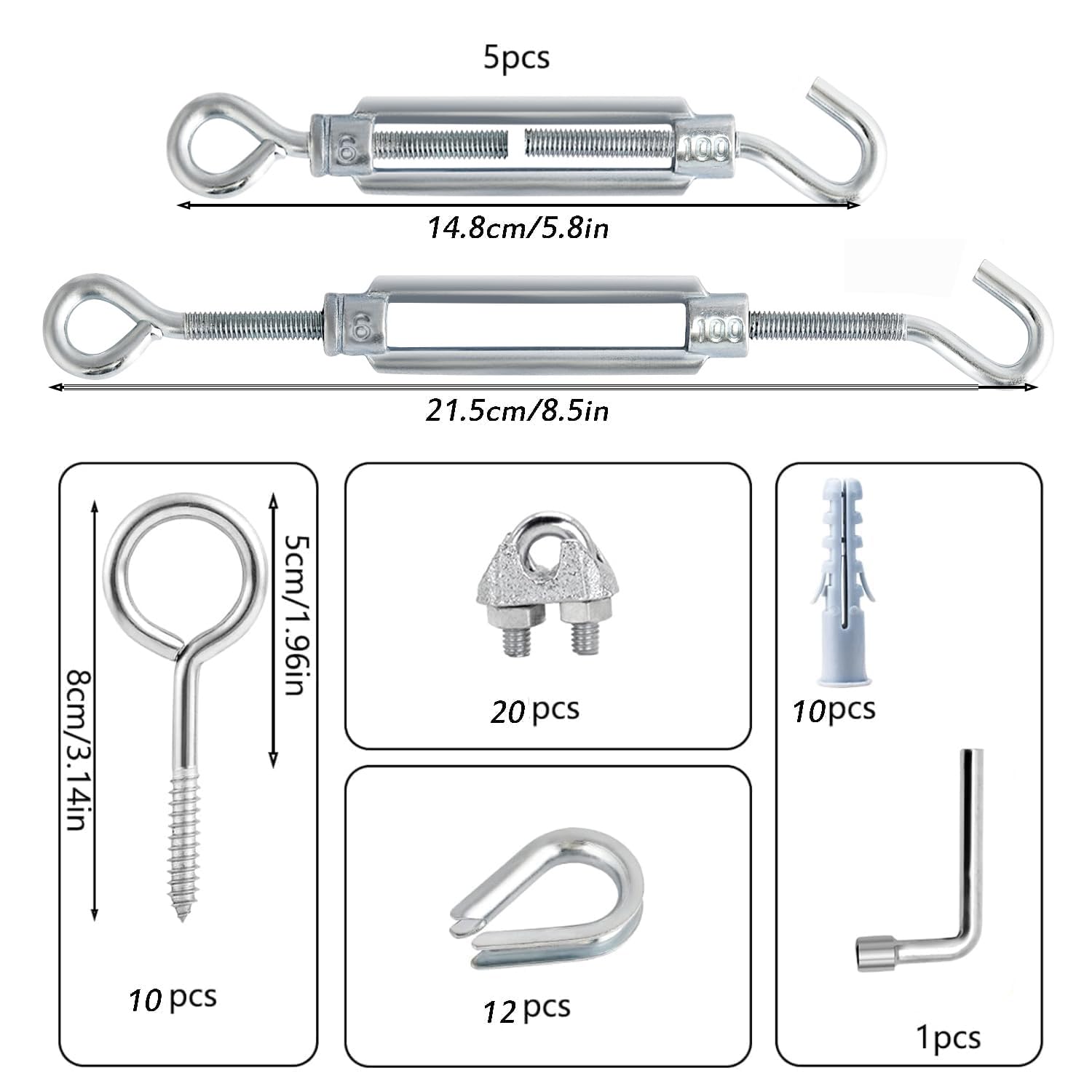 Snapklik.com : Hannger M6 Turnbuckles For Cables Wire Kit, 3/16" PVC ...