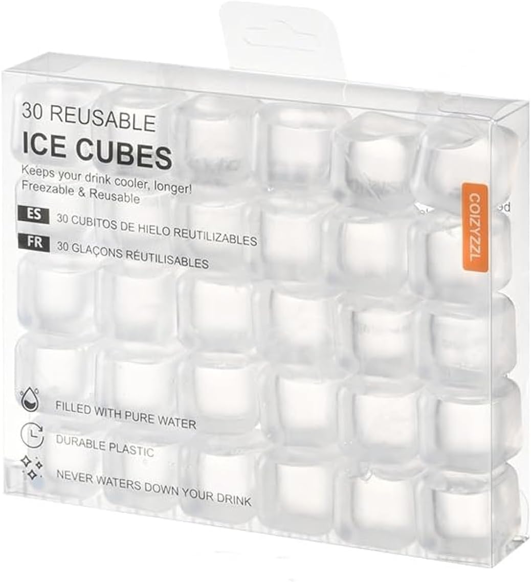 Amazon.com: COIZYZZL Reusable Ice Cubes - Quick Freeze Clear Plastic ...
