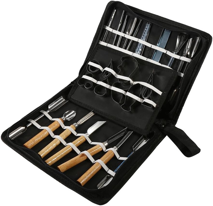 Amazon.com: Hztyyier 46Pcs Portable Culinary Carving Tool Sets Fruit ...