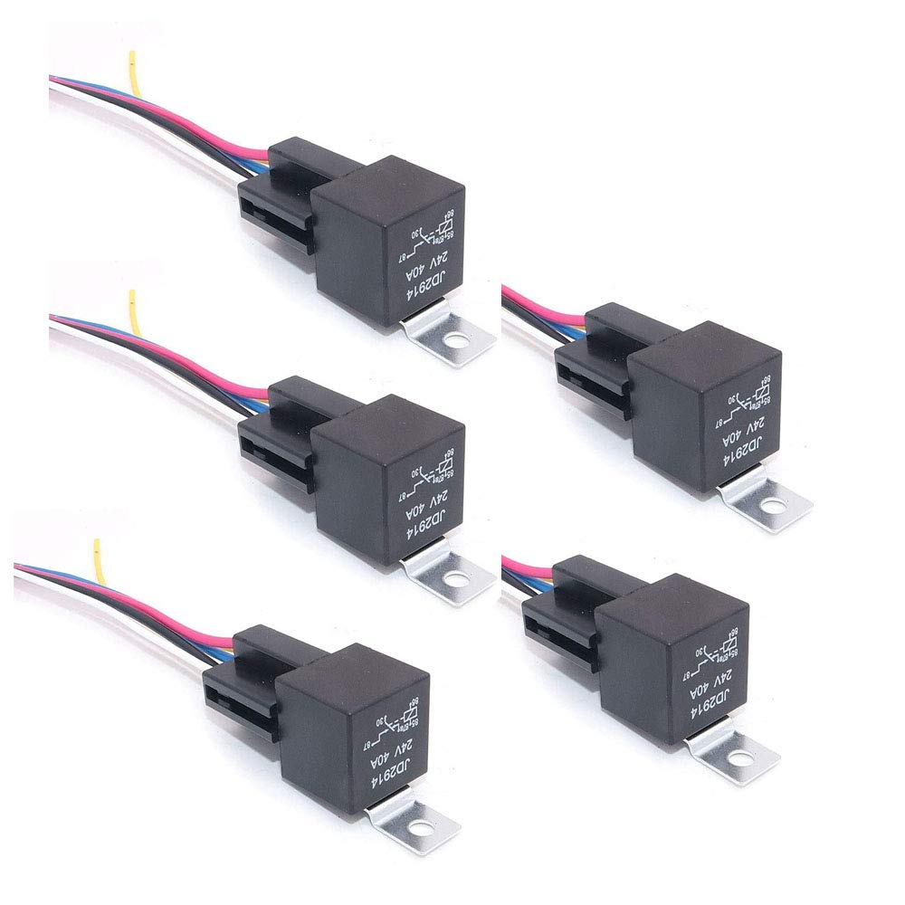 DollaTek 5Pcs JD2914 24V 40A Autorelais mit Kabelsatzsteckdosen 5 Pin ...