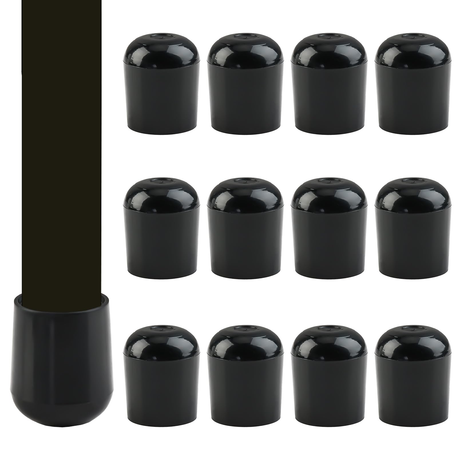 Folding Chair Leg Caps 3/4" Inside, 12Pcs Plastic Chair Leg Caps Chair ...