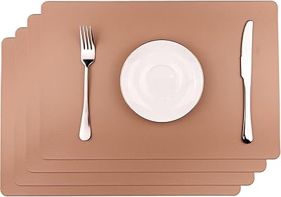 Amazon.com: EDanle Cowhide Pattern Faux Leather Placemats Set of 6,Heat ...
