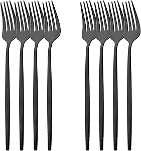 Amazon.com | Snplowum 8-Piece Matte Black Dinner Fork, 8.46 Inch Daily ...