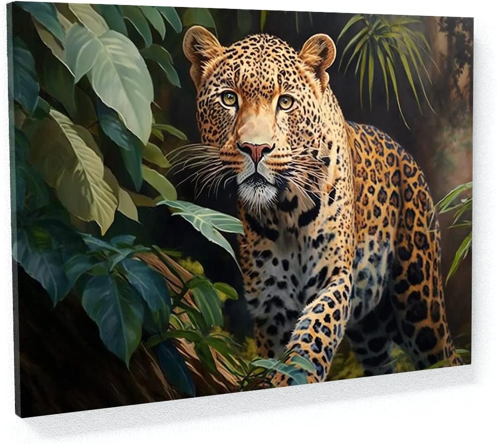 Amazon.com: Sense Canvas Leopard Realistic Jungle 12 Canvas Art - Home ...