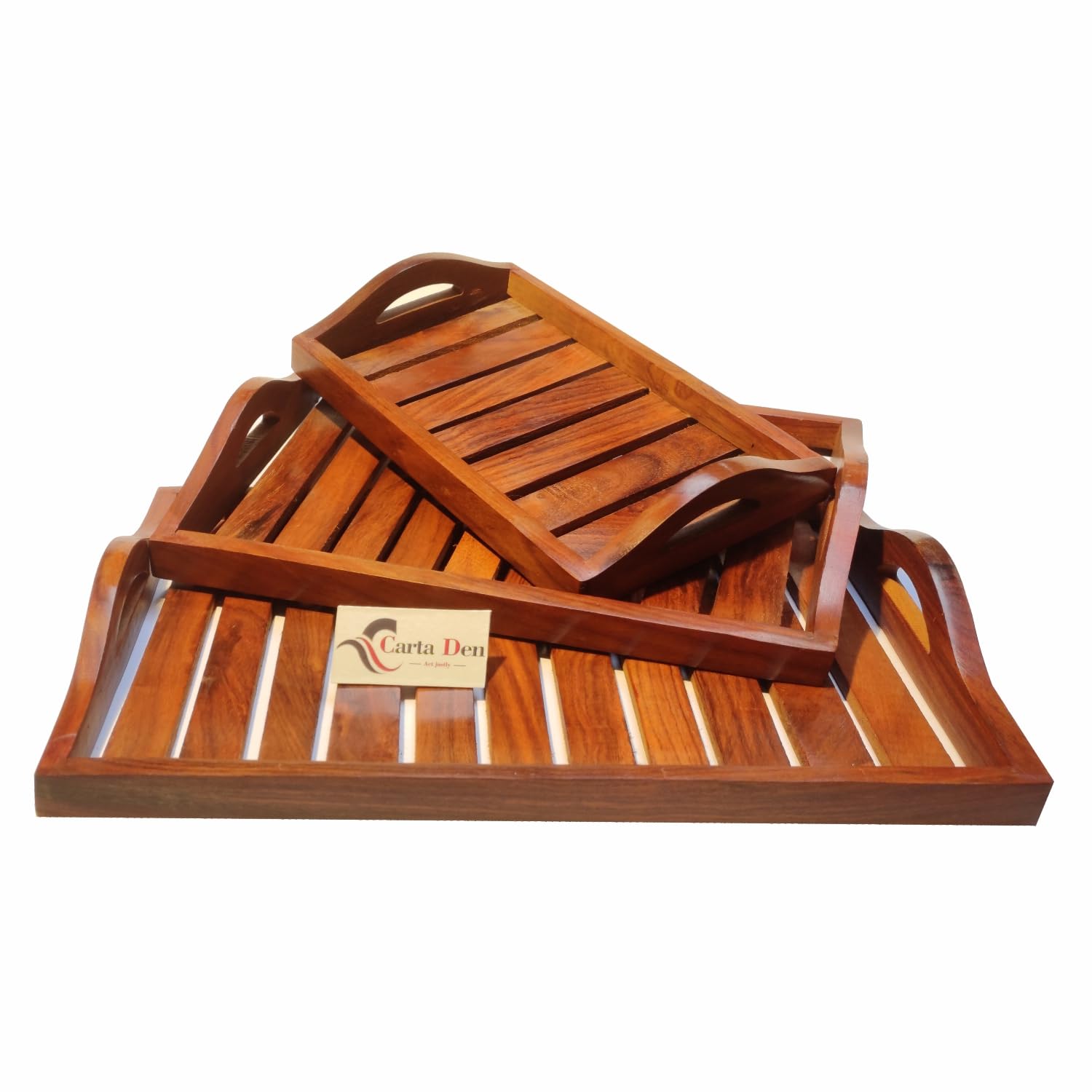 CARTADEN Wooden Serving Trays Large Medium and Small Nesting ...