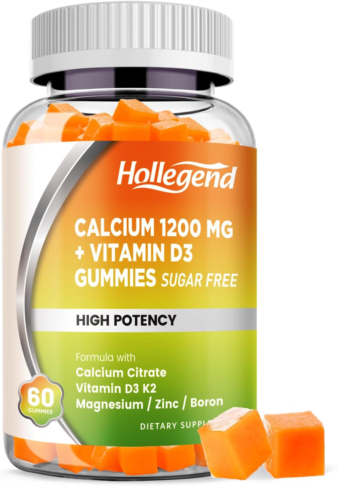 Amazon.com: HOLLEGEND Calcium 1200 mg with Vitamin D3 Gummies, Calcium ...