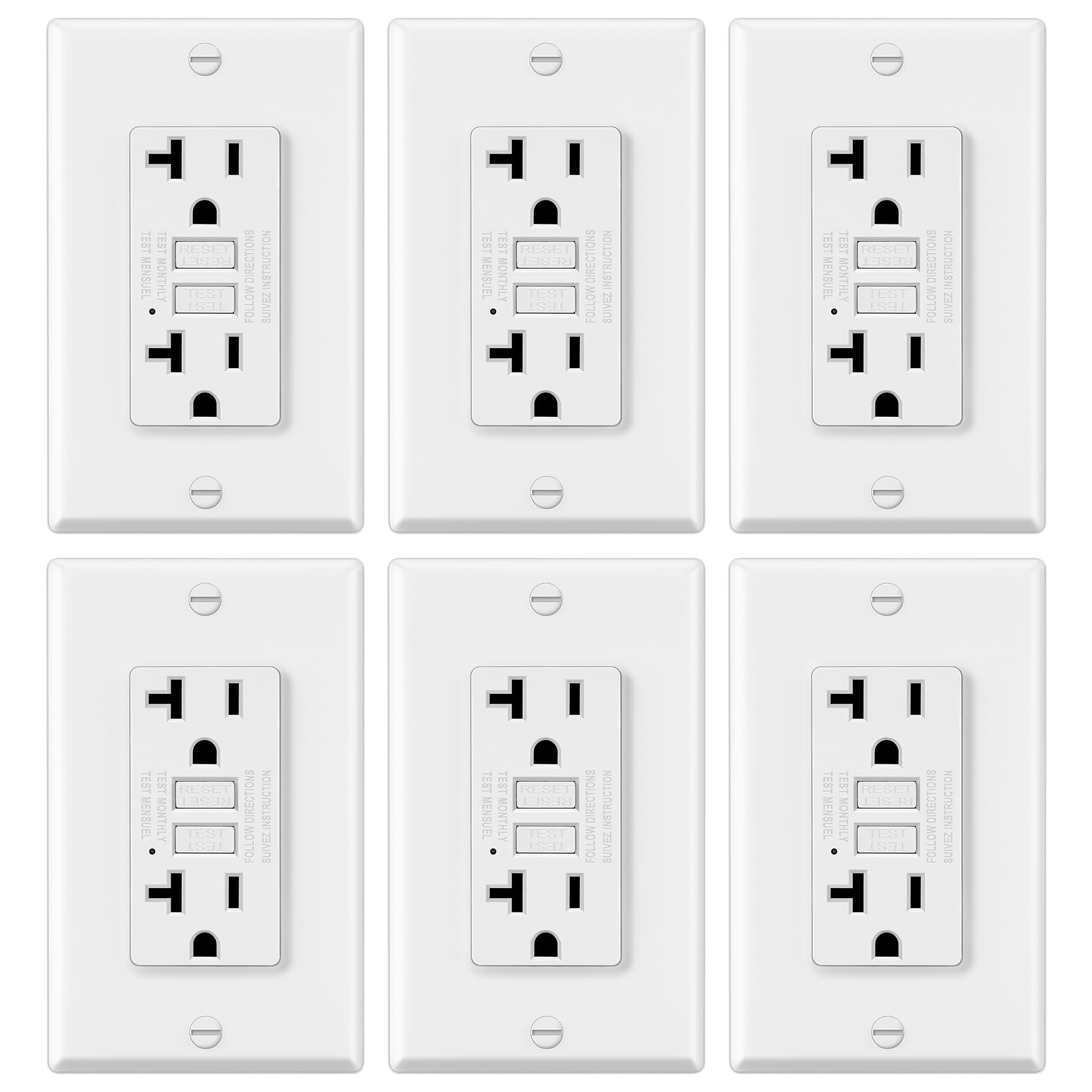 Snapklik.com : ELECTECK 6 Pack GFCI Outlets 20 Amp, Non-Tamper ...