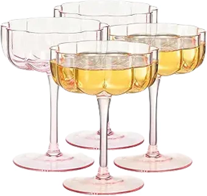 Amazon.com | Khen Flower Modern Wavy Glass Coupes Martini, Champagne ...