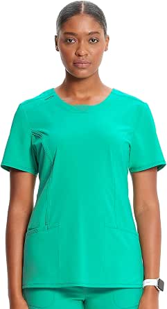 Cherokee Infinity Scrubs for Women Round Neck Scrub Top with 3 Pockets ...