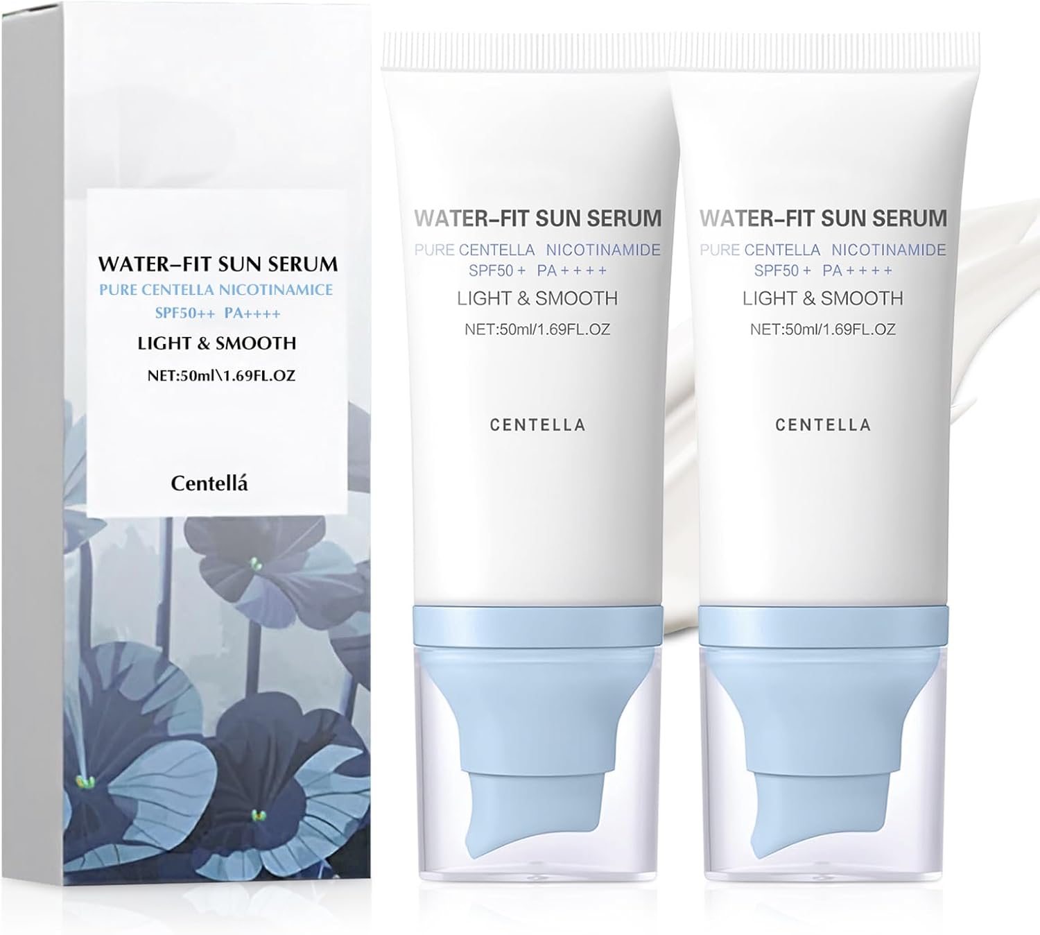 2PCS Centella Sunscreen SPF 50, 50ML 𝑴𝒂𝒅𝒂𝒈𝒂𝒔𝒄𝒂𝒓 Sunscreen Face Serum ...