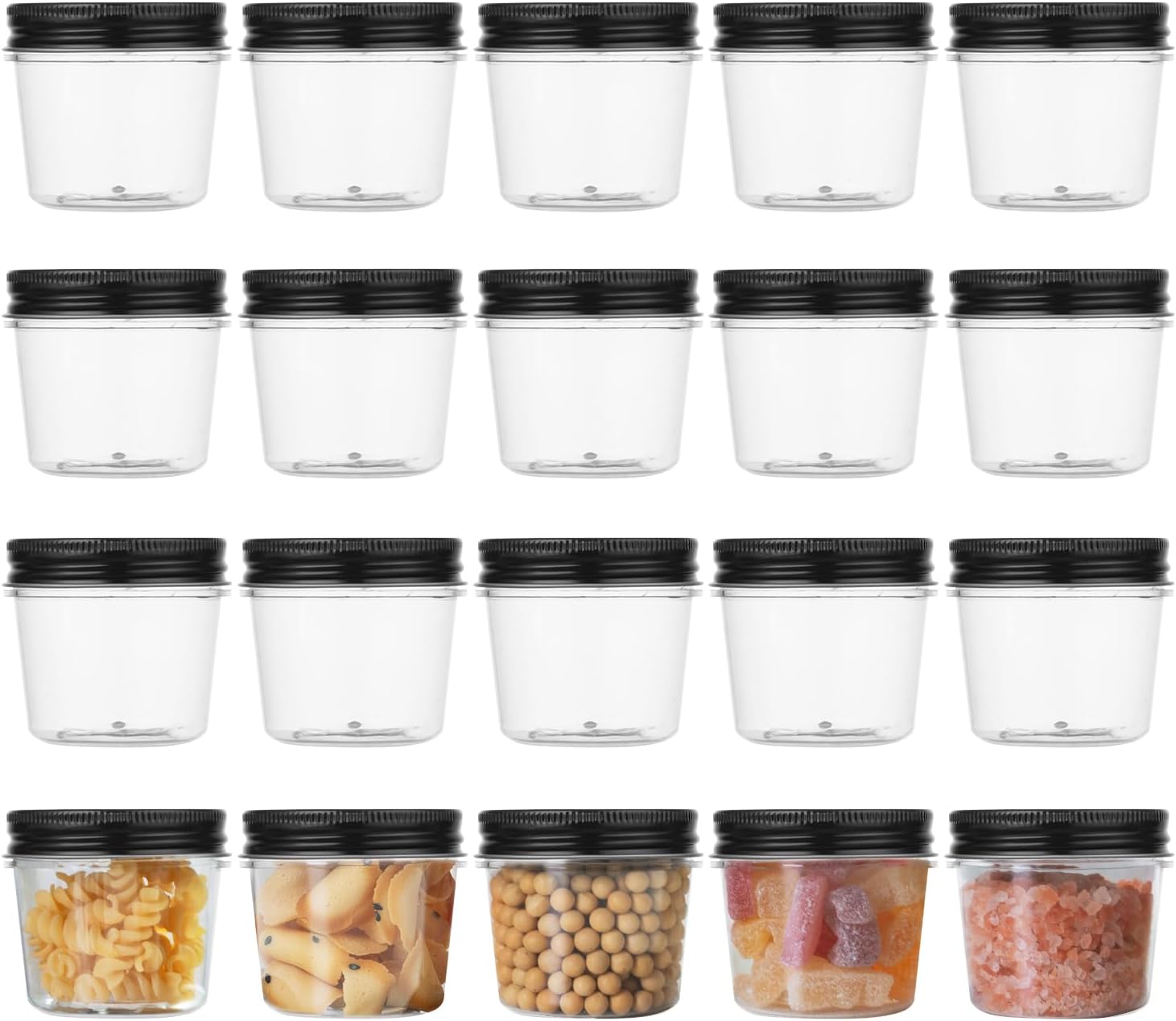 Amazon.com: novelinks 4 oz Plastic Mason Jars with Lids, 20 Pack Small ...