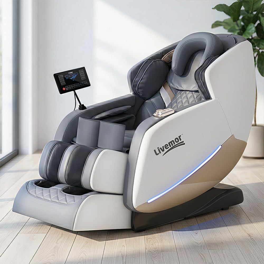 Livemor Massage Chair Electric Massager Head Back, Heating Chairs, Soft ...