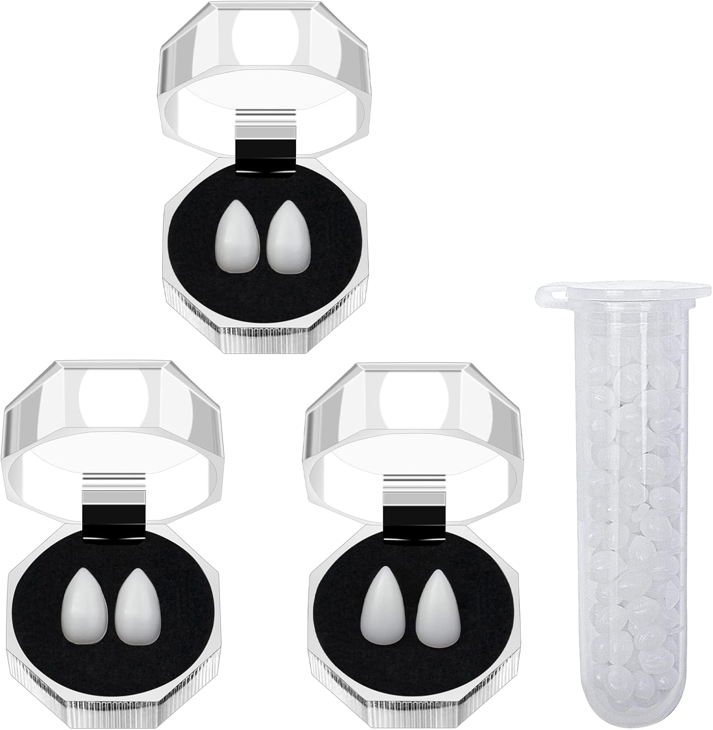 4 Pair Vampire Teeth Fangs Kit, 3 Sizes Custom Vampire Teeth Fangs ...