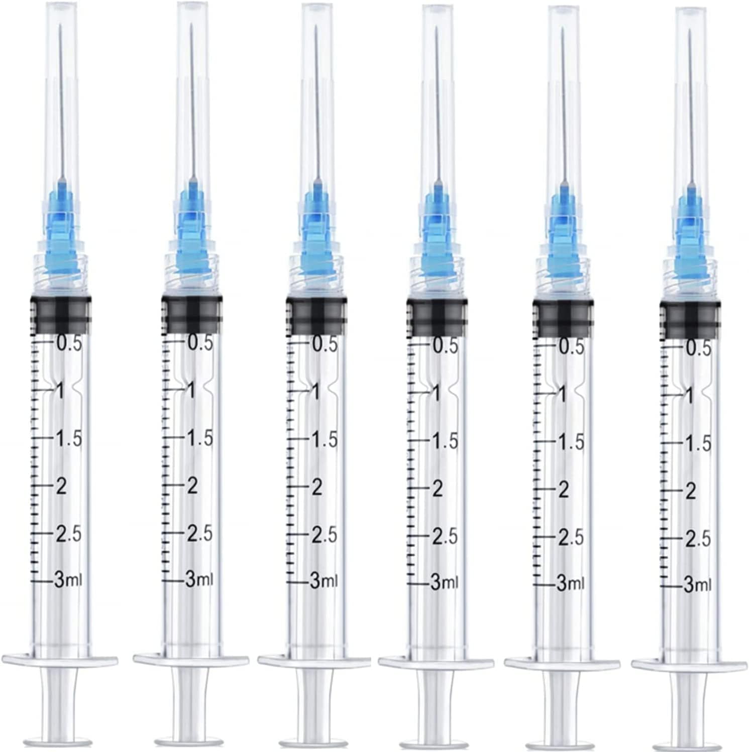 100 Pack - 3ml/cc Plastic Injection Syringe with 23G 1 Inch Needles ...