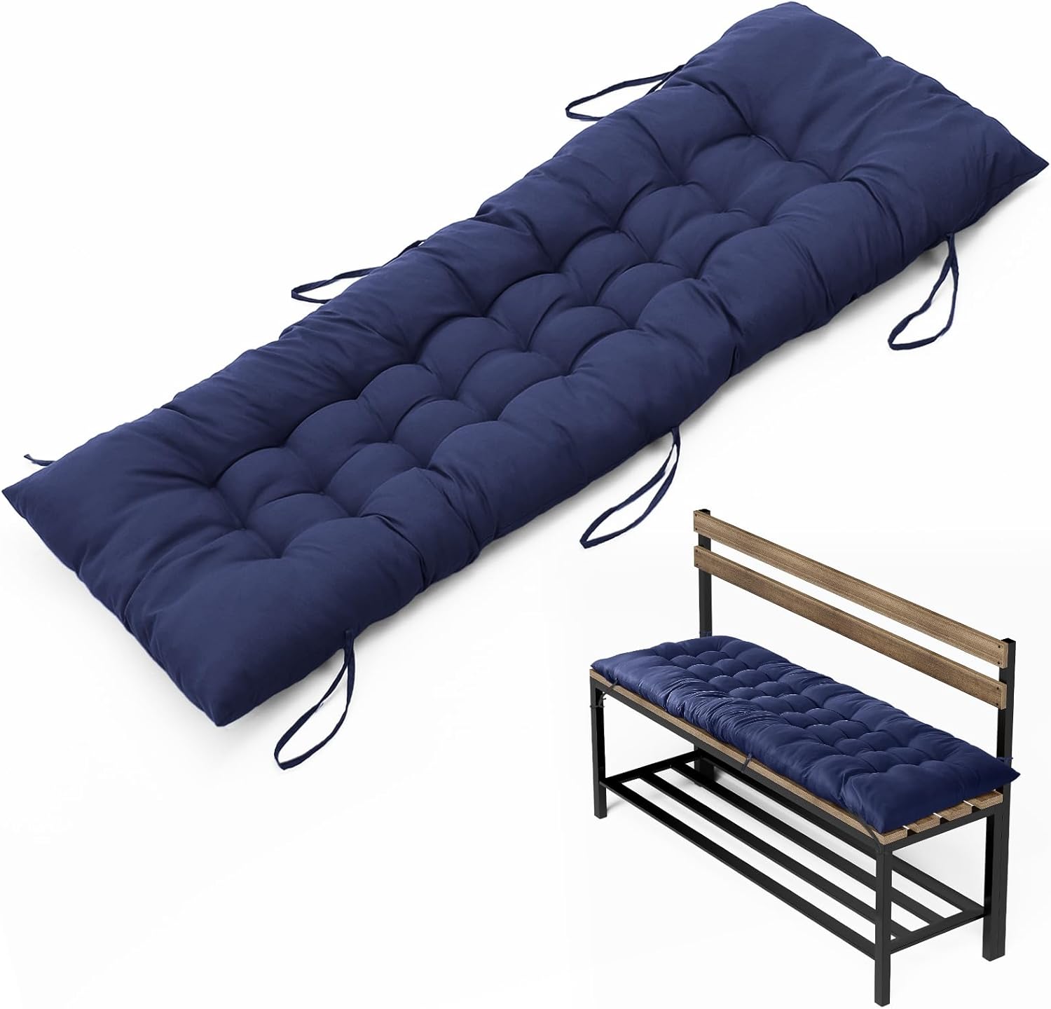 DKIEI Garden Bench Seat Cushion, 2/3 Seater Bench Cushion with Non-Slip ...