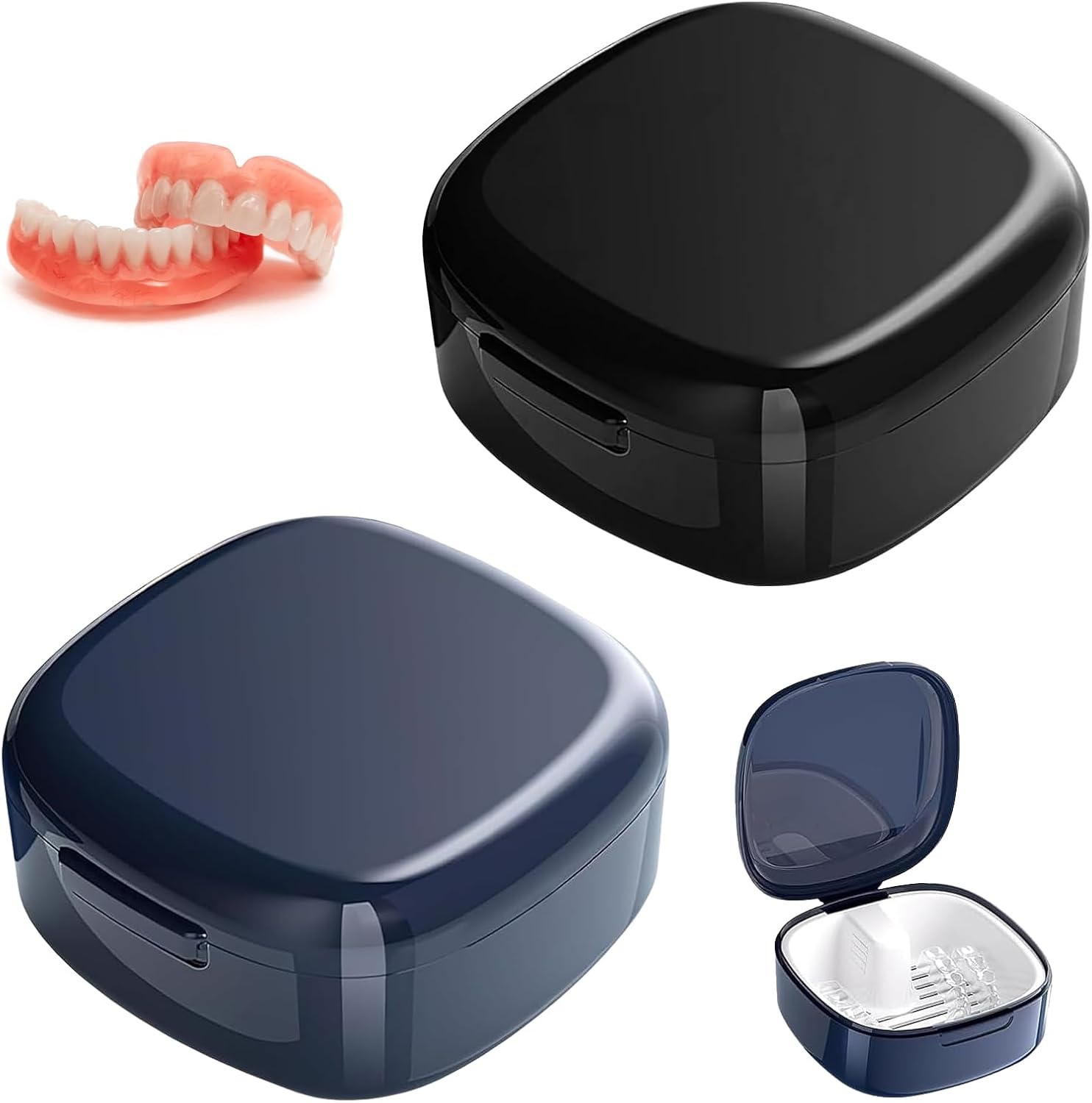 2 Denture Bath Case Portable Denture Box Retainer Denture Box Plastic ...
