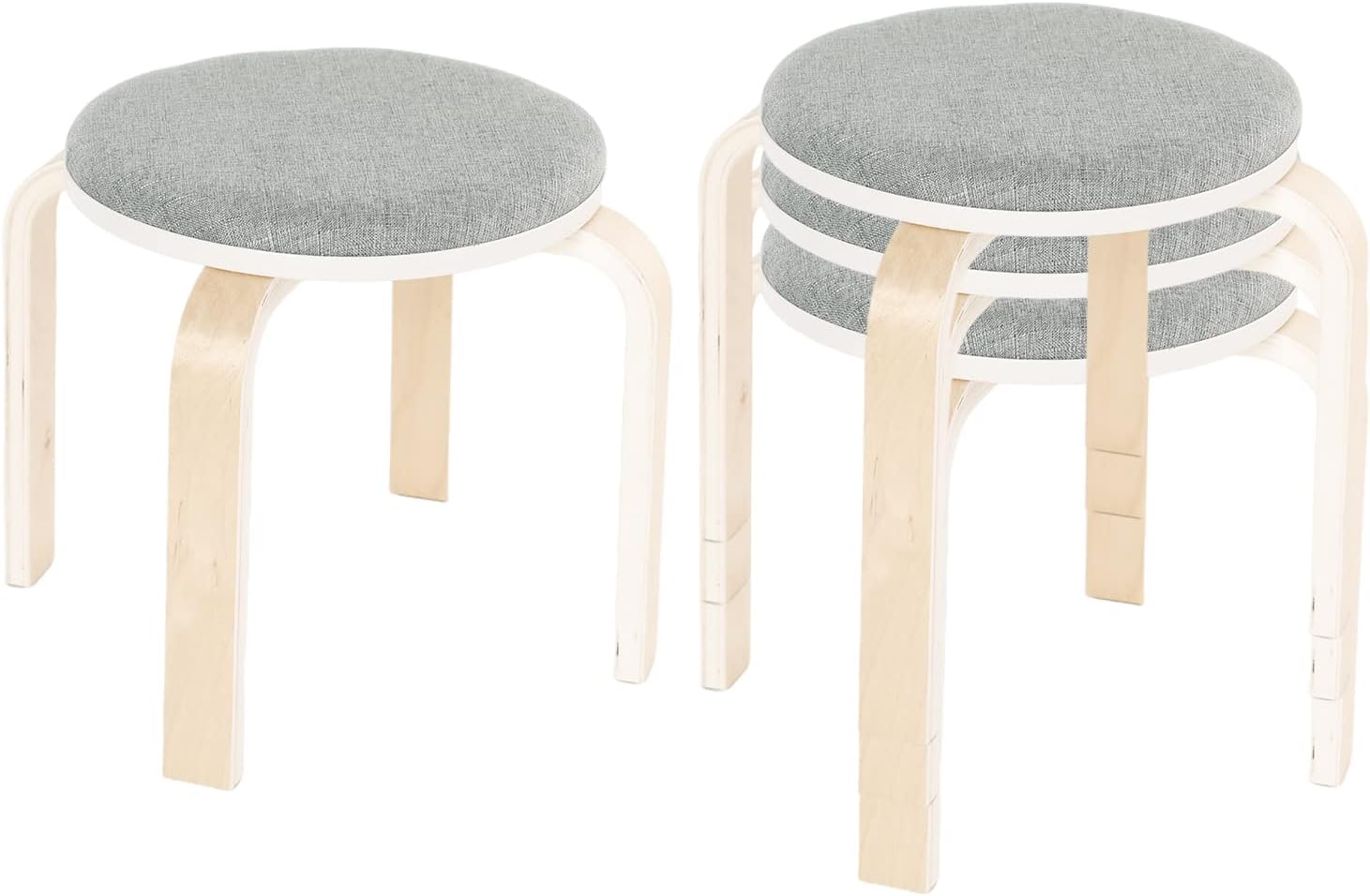 Amazon.com: Kakouvik 4 Pcs Solid Wood Stackable Stools for School ...