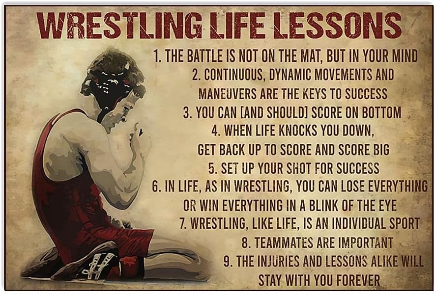 Amazon.com: Vintage Metal tin Signs Wrestling Life Lessons Poster for ...