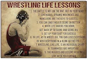 Amazon.com: Vintage Metal tin Signs Wrestling Life Lessons Poster for ...