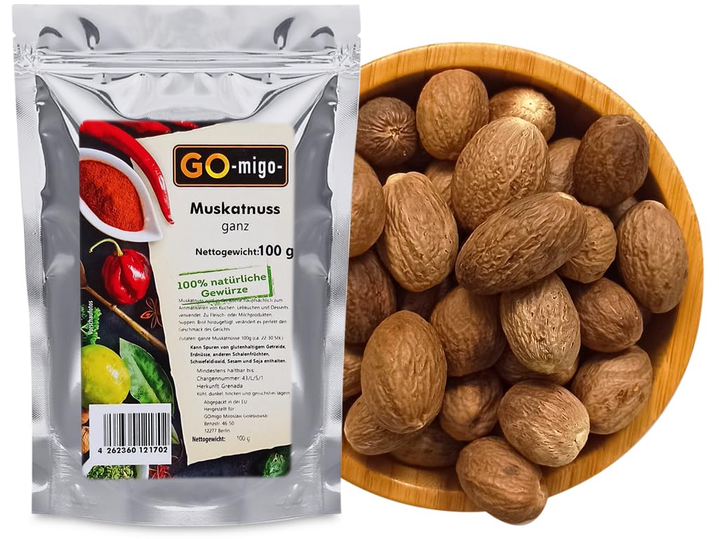 100g - Muskatnuss ganz Muskatnüsse 0,1kg : Amazon.de: Lebensmittel ...