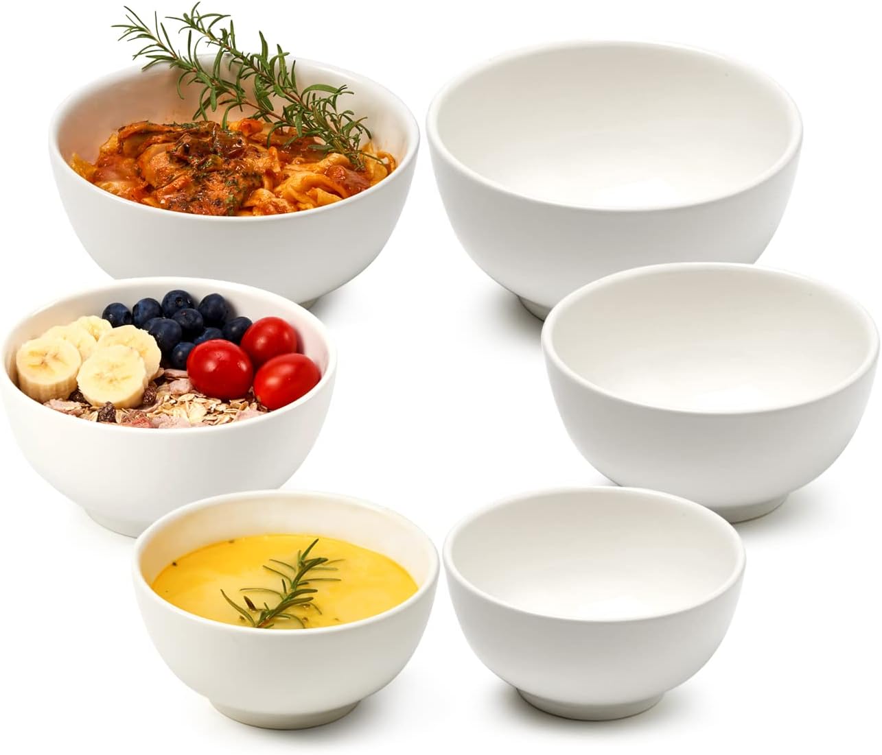 EZOWARE Set of 6 Round Kitchen Bowls, 3 Sizes Deep Round Dish Bowl for ...