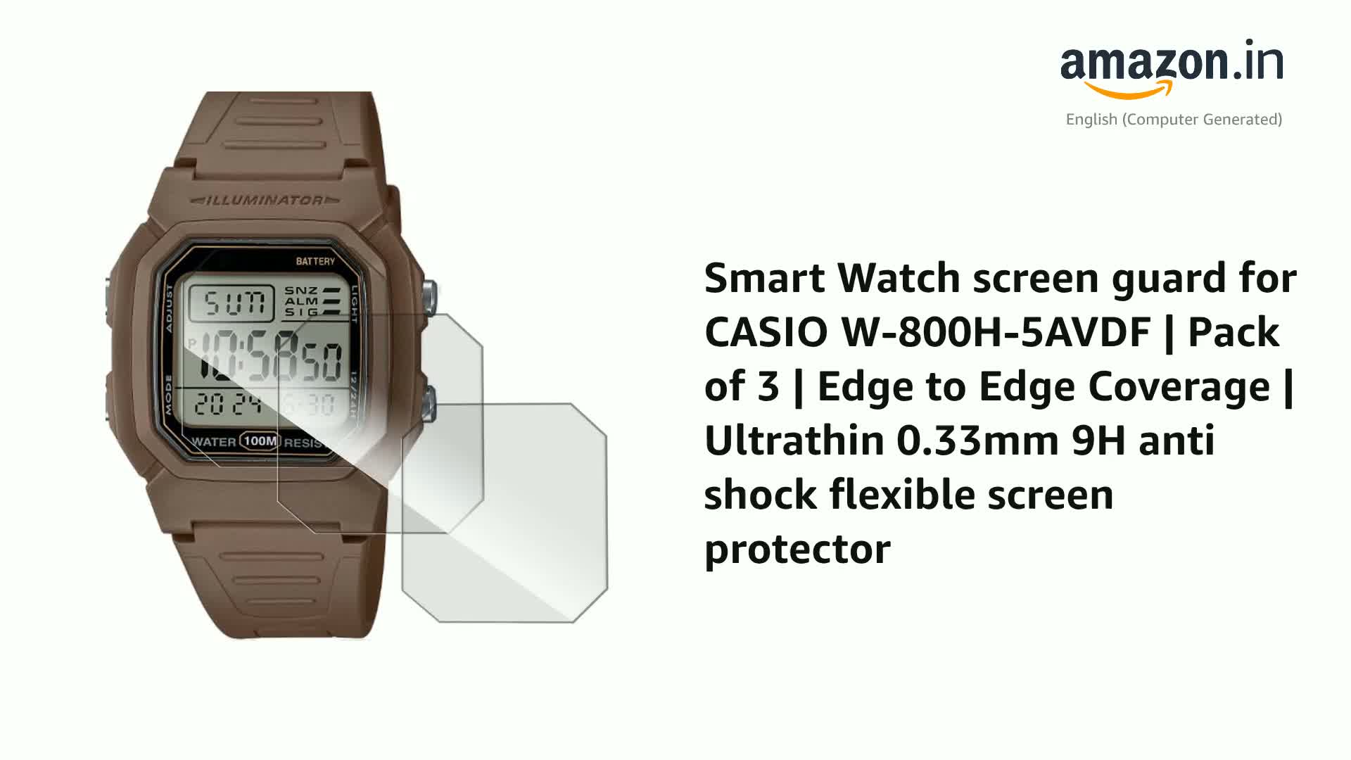 Watch Smart Watch screen guard for CASIO W-800H-5AVDF | Pack of 3 ...
