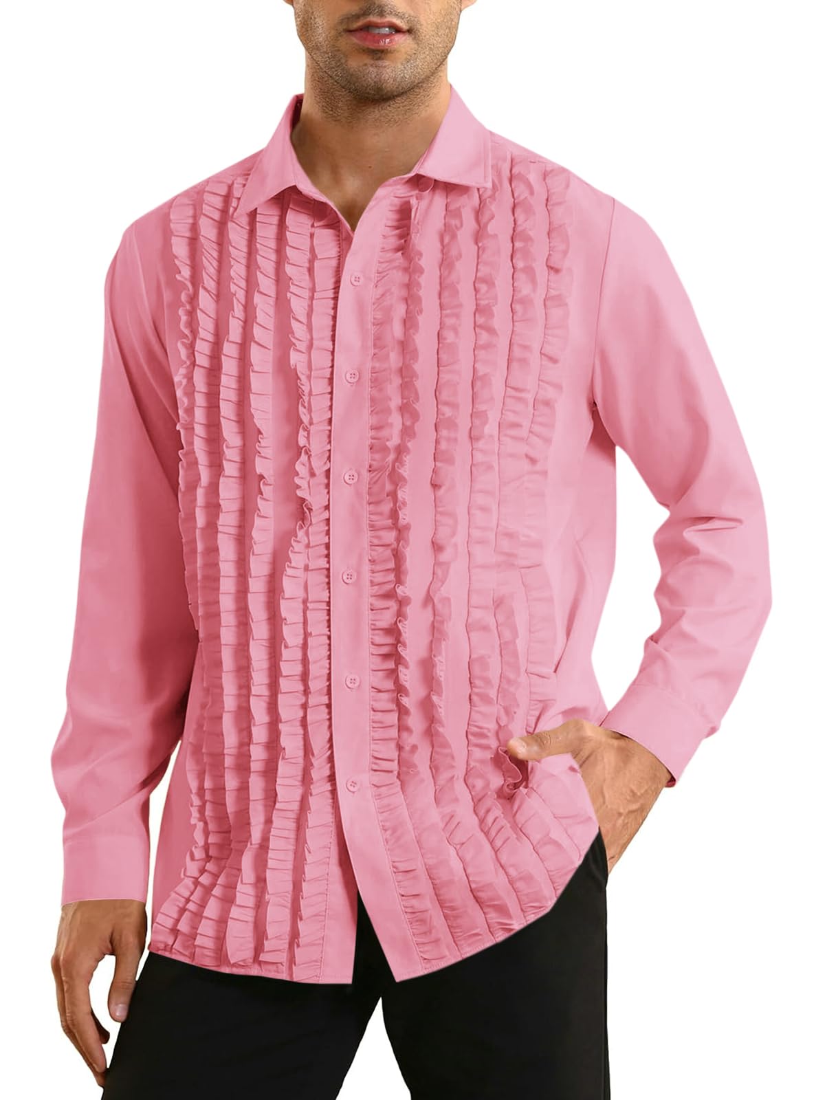 Snapklik.com : Mens Ruffle Tuxedo Shirt 80s Prom Ruffled Button Down ...
