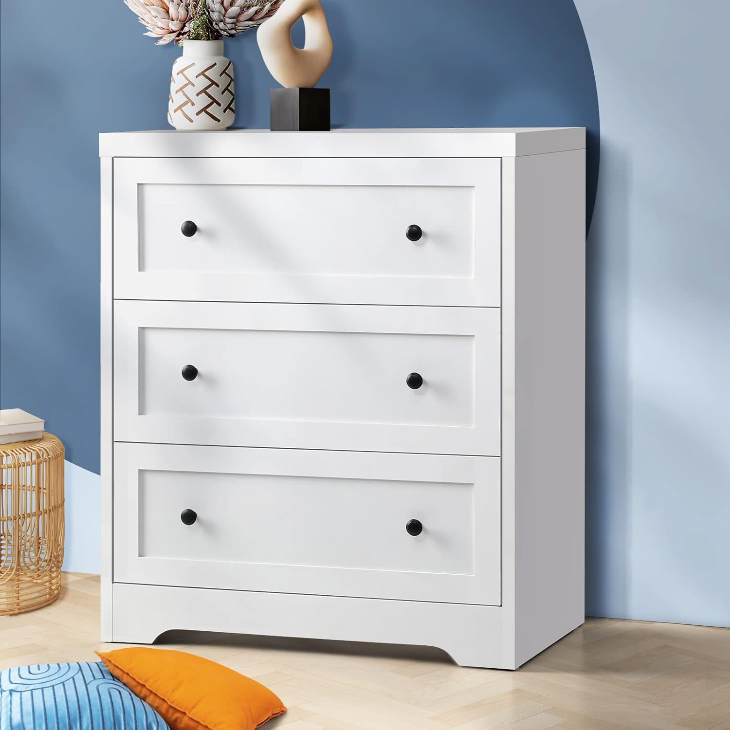 Oikiture Chest of Drawers with 3 Drawers Dress Clothes Storage Cabinet ...