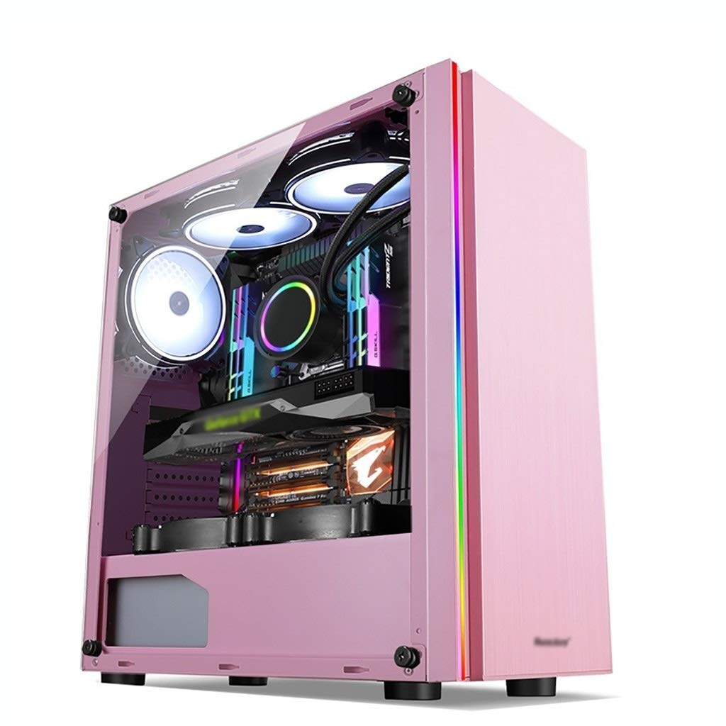 Buy WSNBB Pink Gaming Case, Mid-Tower ATX/M-ATX/ITX PC Gaming Computer ...