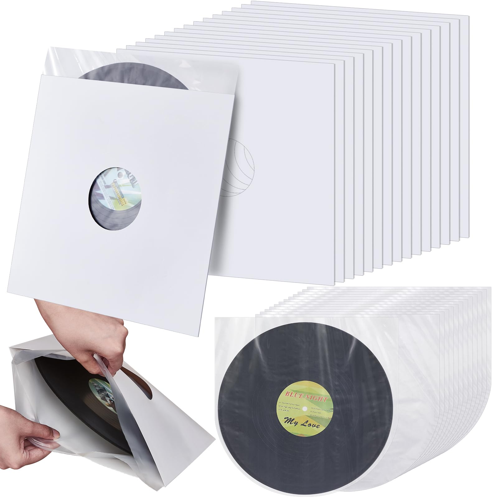 Amazon.com: Henoyso 80 Pcs 12 Inch Vinyl Record Sleeves Include 40 Pcs ...