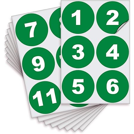 iSYFIX Green Consecutive Number Stickers – 1 to 50, 3-inch, 1 Set ...