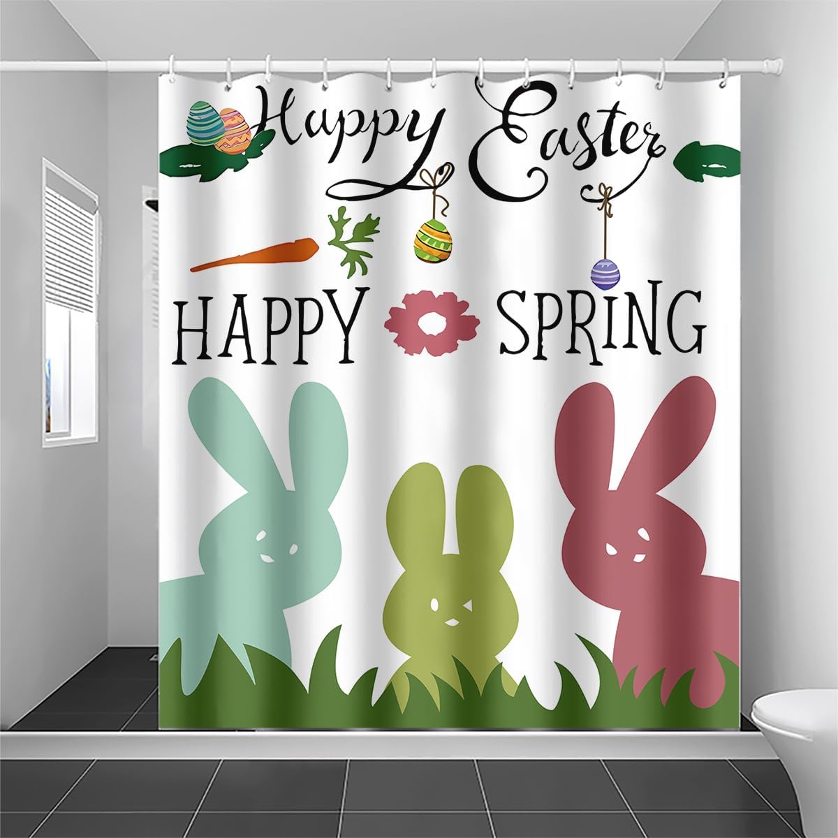 Amazon.com: ZCSQIUO Happy Easter Shower Curtains for Bathroom Bunny ...