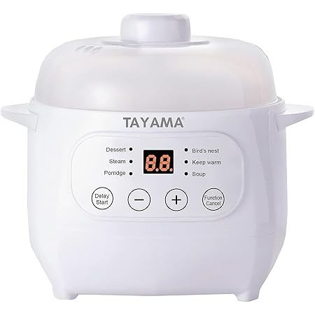 Amazon.com: TAYAMA 1 Qt. White Mini Ceramic Stew Cooker with Pre ...