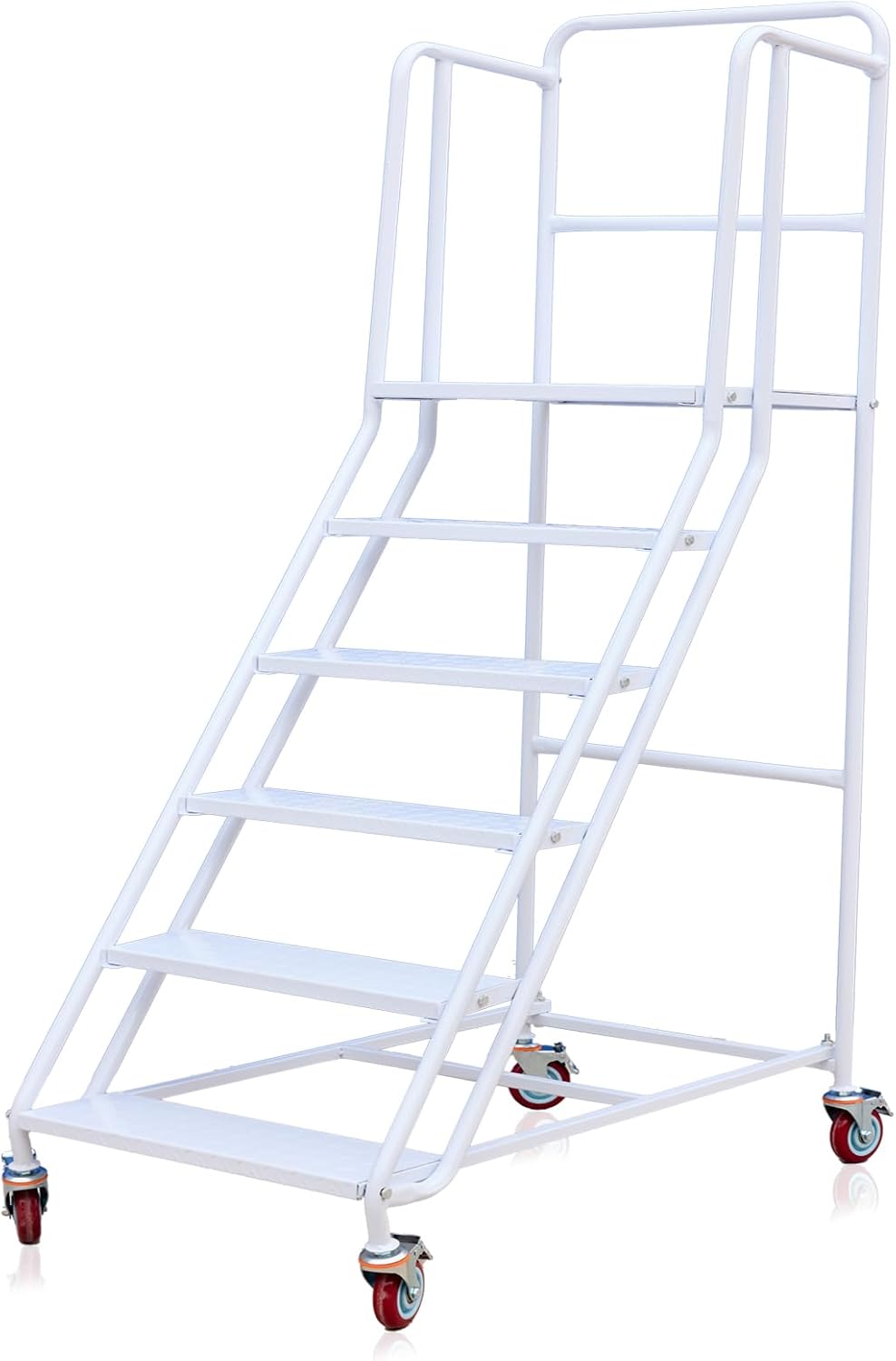 6-Steps Rolling Stairs with Wheels, Rolling Steps Ladder Industrial ...
