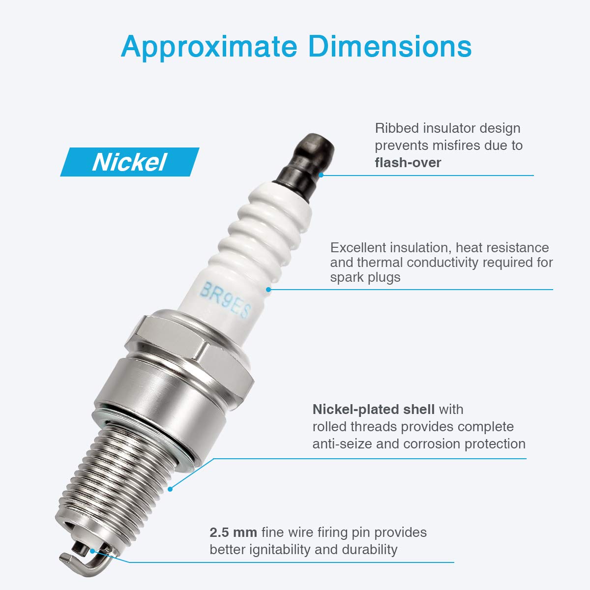 Spark Plugs, Nickel Alloy Spark Plug, Replaces# 5722, 470200188 ...