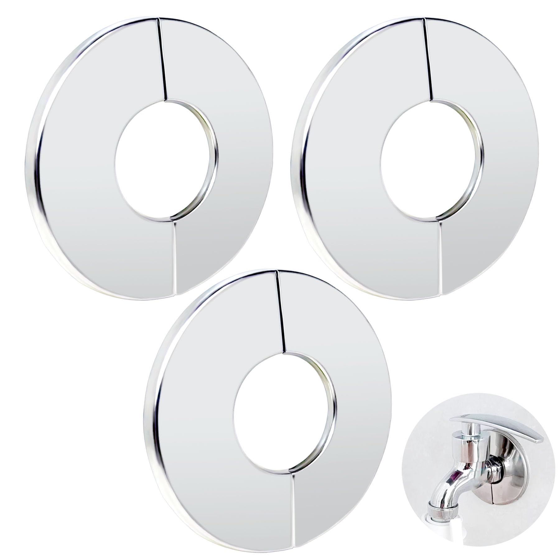 3 Pcs Wall Split Flange, Self-Adhesive Round Escutcheon Plates ...