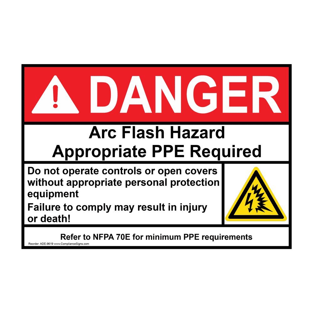 Buy Danger Arc Flash Hazard PPE Required ANSI NFPA 70E Safety Label ...
