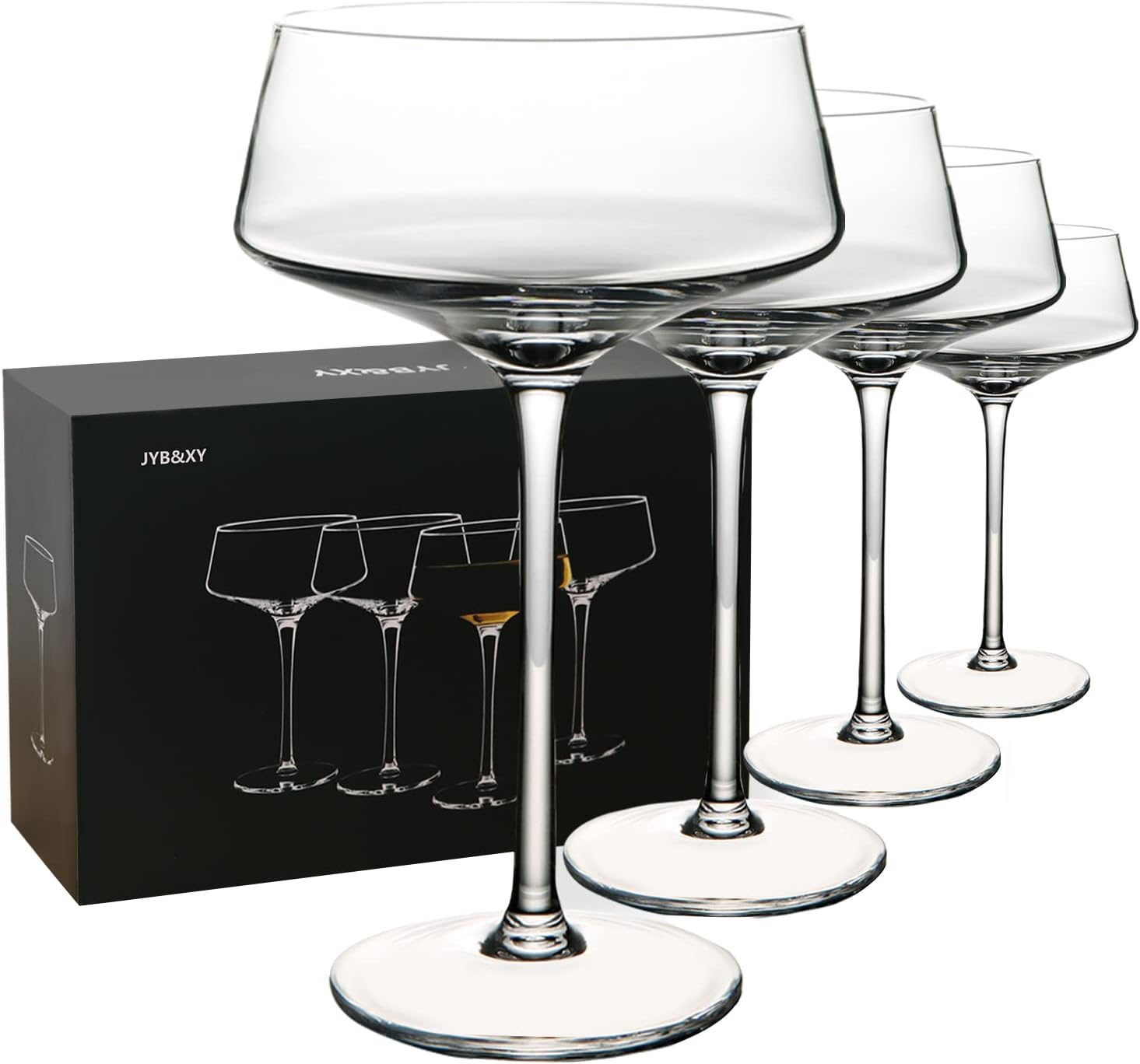 Amazon.com | JBHO Martini Glasses, Crystal Coupe Glasses Set of 4, 10 ...