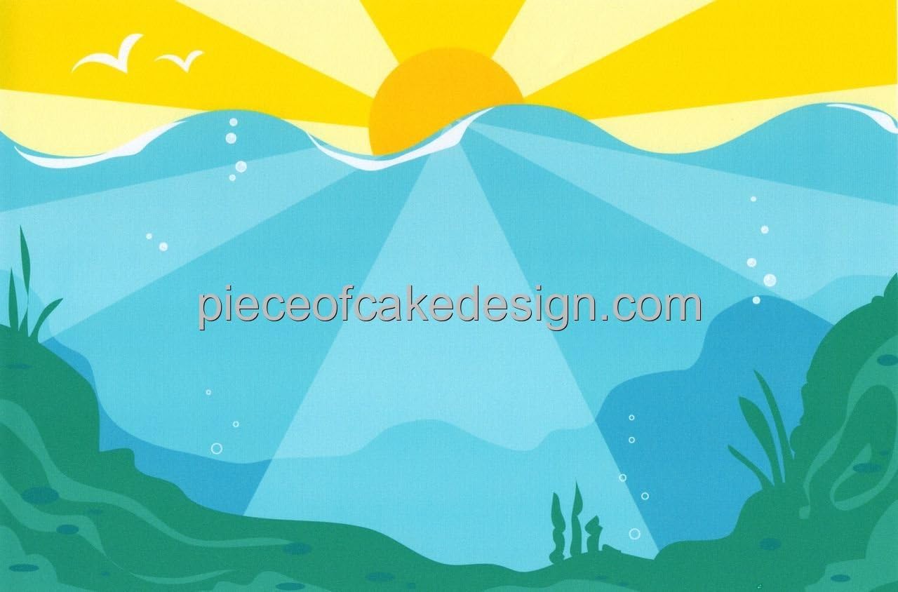Amazon.com: Sun Rise/Set Water ~ Edible Cake / Cupcake Topper : Grocery ...