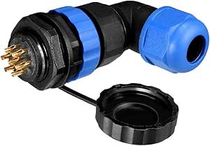 Amazon.com: uxcell Right Angle Aviation Connector, 20.5mm 7P 10A 380V SD20-7 Waterproof Male ...