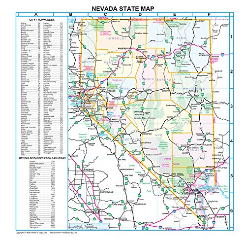 Nevada Counties and Roads Wall Map Gloss Laminated: Metro Maps, Shane ...