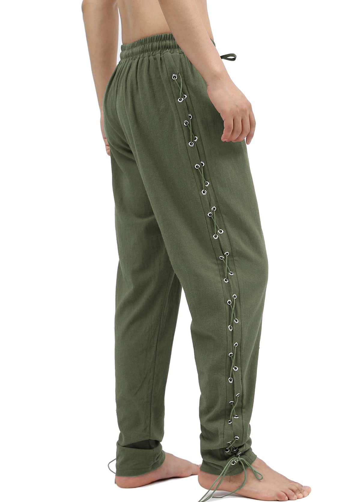 Amazon.com: mogenda Mens Medieval Lace up Tapered Pirate Pants ...