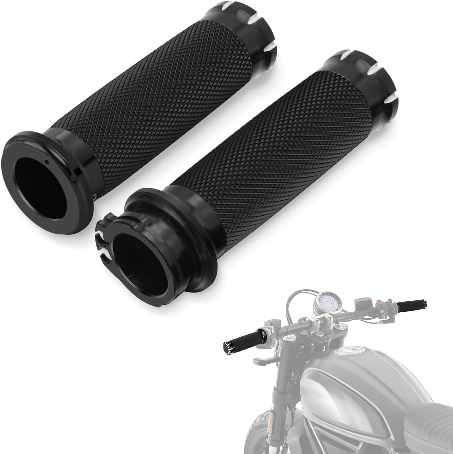 Amazon.com: Amazicha 1 Inch Motorcycle Hand Grips Black Handlebar Grip ...