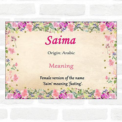 Saima Name Meaning Floral Certificate : Amazon.co.uk: Stationery ...
