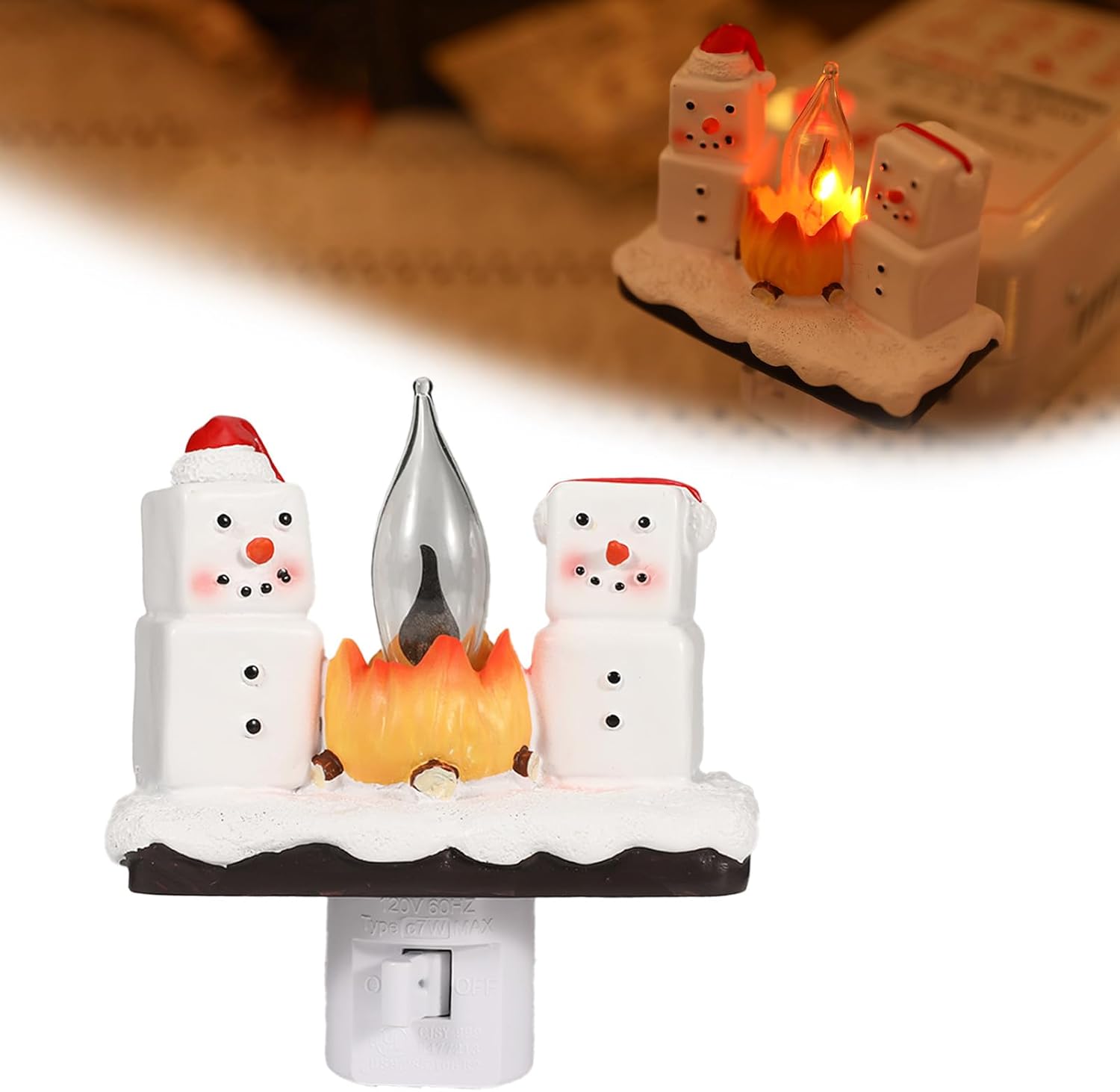 CFGPMM Snowmen Campfire Flickering Nightlight, Halloween Night Light ...