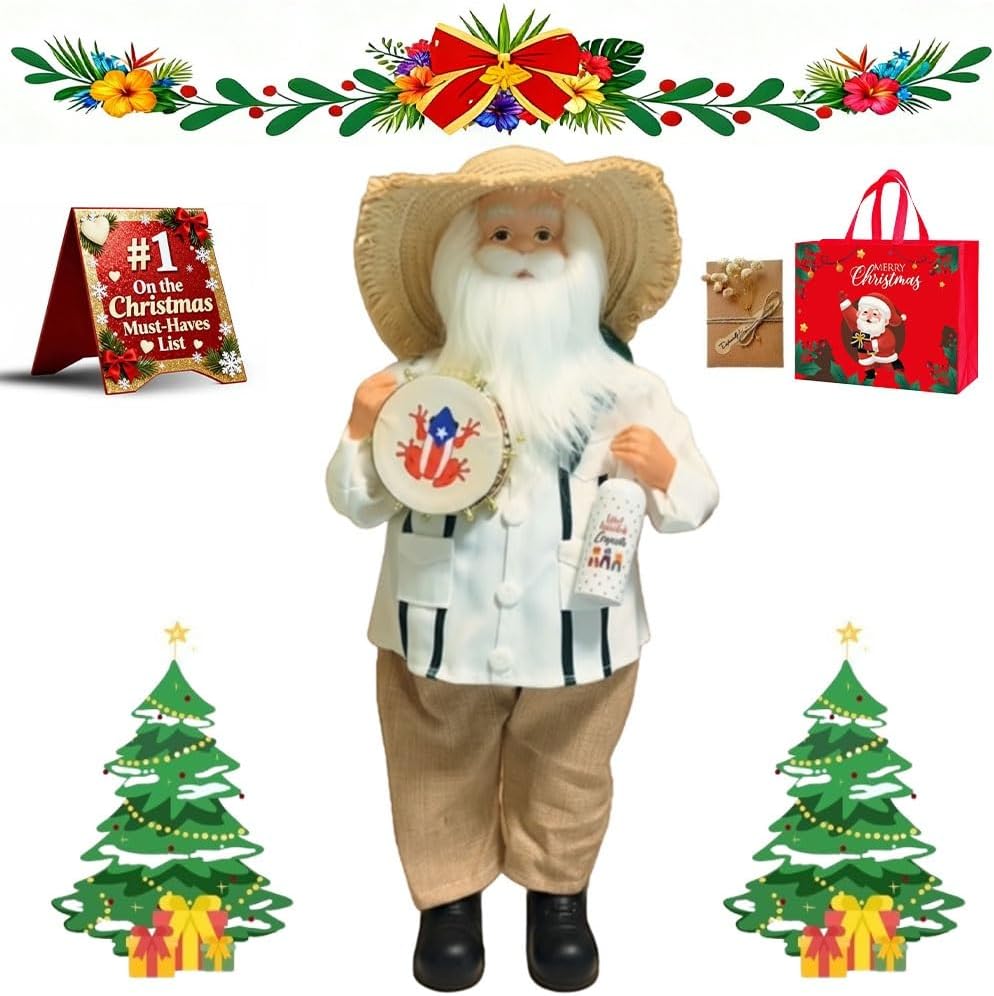 Amazon.com: Puerto Rican Style Santa Claus Figurine, New 11-Inch ...