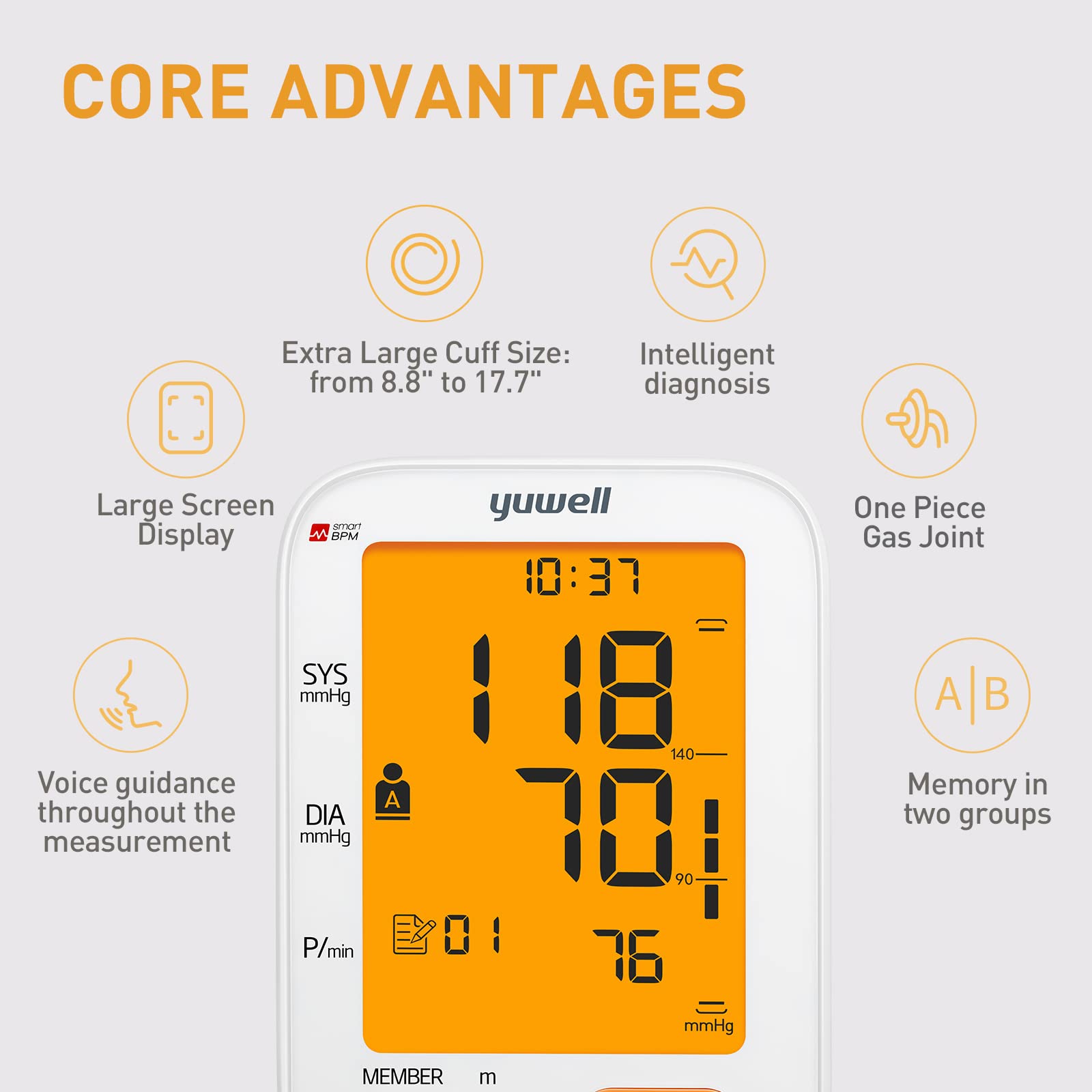 Blood Pressure Machine, yuwell Upper Arm Blood Pressure Cuff, Automatic ...