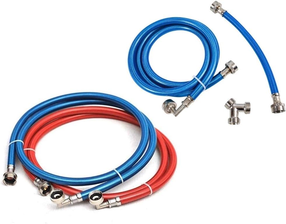 Premium Stainless Steel Washing Machine Hoses with 90 Degree Elbow, 6 ...