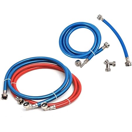 Amazon.com: Premium Stainless Steel Washing Machine Hoses with 90 ...