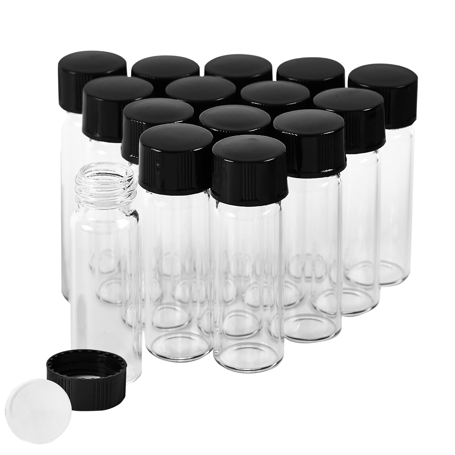 QOAEZK 15 PCS 2 Dram Glass Vials, Small Liquid Sample Vial,17x60mm 8ml ...